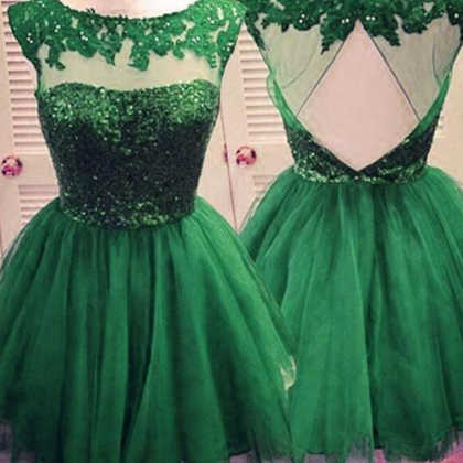 Green Open Back Homecoming Dress , Homecoming Dresses,sparkly Cocktail ...