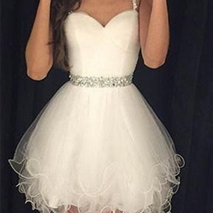 Sweetheart White Homecoming Dress,spaghetti Straps Short Homecoming ...