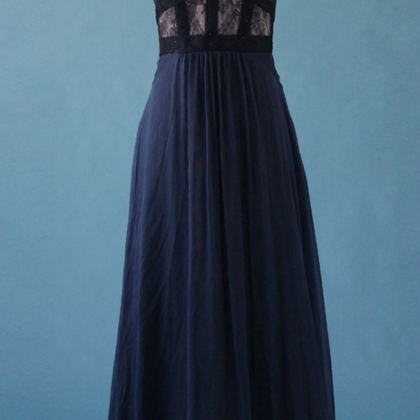 Elegant Deep Blue Sweetheart A-line Floor Length Prom Dresses, Elegant ...