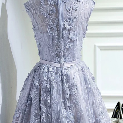 Vintage Lace Homecoming Dress,silver Short Prom Dress, on Luulla