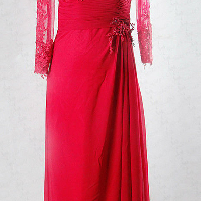 Lace Sleeve Back Red Mother Of The Bride Dress on Luulla