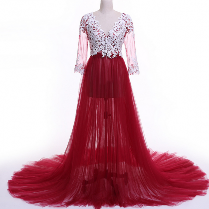 Sapphire, Flower, Net, Long Gown on Luulla