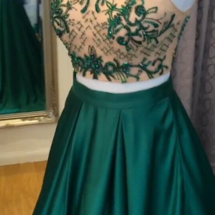 Two Pieces Prom Dress With Illusion Top,sexy Prom Dress,mermaid Prom ...