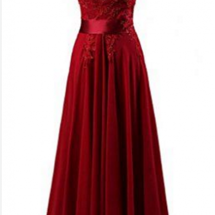 Dark Red Sheer Neck Long Formal Occasion Dress on Luulla