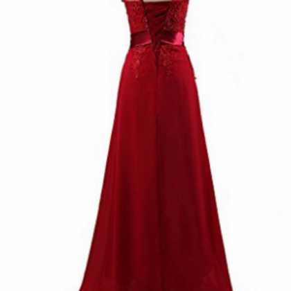 Dark Red Sheer Neck Long Formal Occasion Dress on Luulla