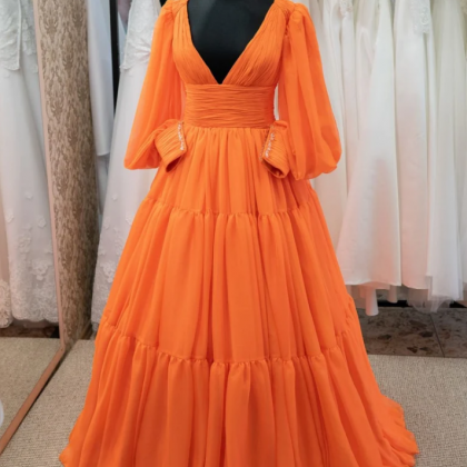 Prom Dresses Chiffon Dress, Long Sleeves Rustic Dress, Chrismas Party ...