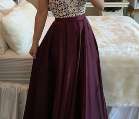 Maroon Long Prom Dress, Sweetheart A-line Lace Prom Dress,formal Dress ...