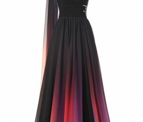 Charming One Shoulder Gradient Long Party Gown, Gradient Formal Dress ...