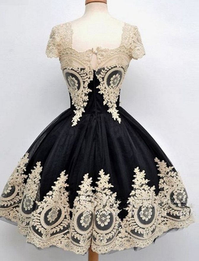 Elegant Appliques Black Homecoming Dress,short Homecoming Dresses,prom ...