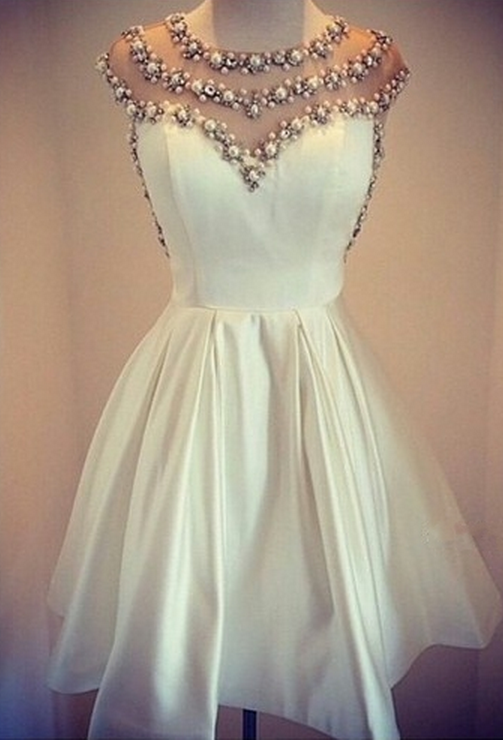 Elegant White Homecoming Dress,beading Homecoming Dresses on Luulla
