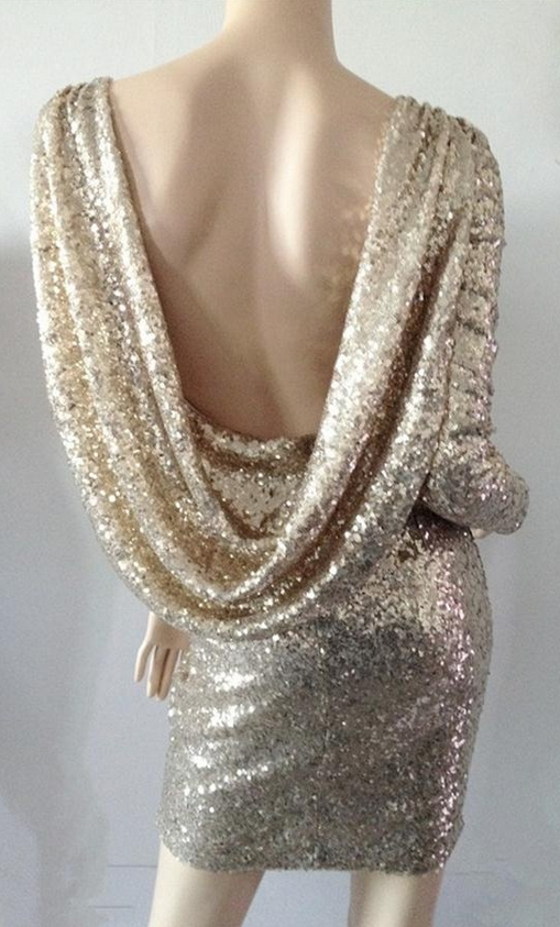 Sequin Shiny Long Sleeves Short Homecoming Dresses,sparkly Pretty ...