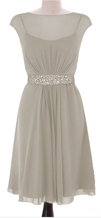 Short Grey Chiffon Homecoming Dresses Scoop Neck Women Party Dresses on ...