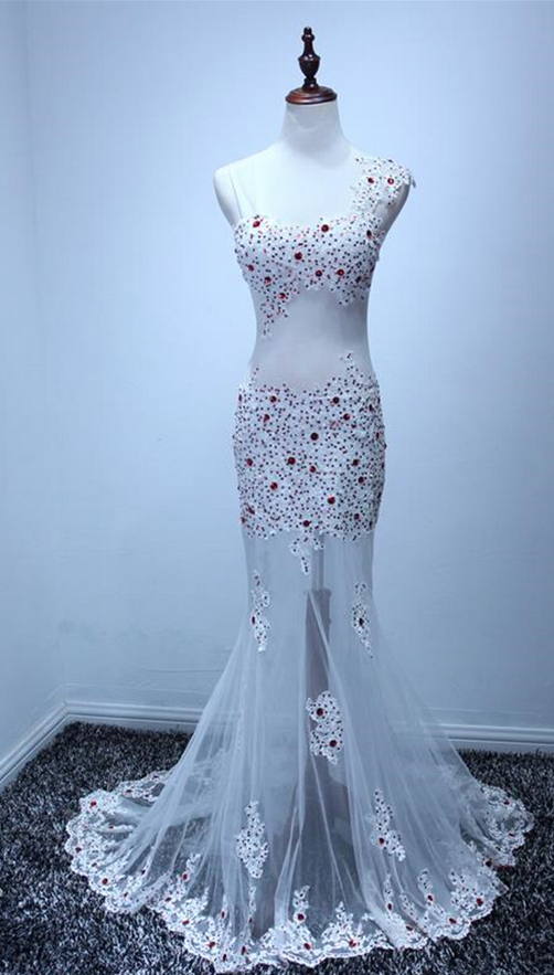 Custom Made White Prom Dress,sexy See Through Evening Dress,mermaid ...