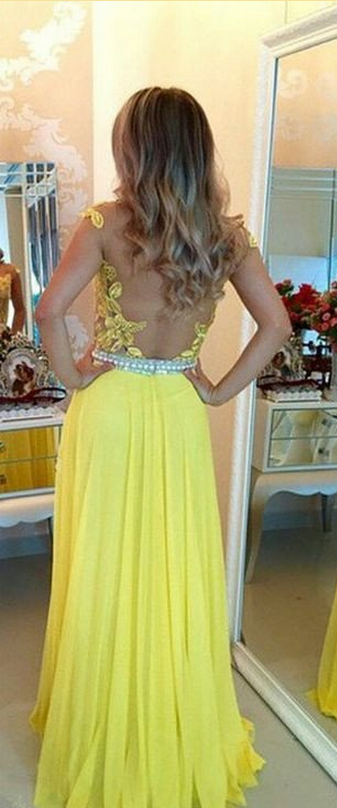 Yellow Prom Dress,lace Prom Dresses,long Prom Dress,evening Dress ...