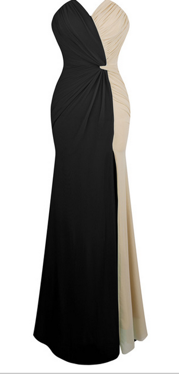 Angel-fashions Bretelles Pli Épissage Sirène Longue Robe De Soirée Robe ...