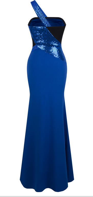 A Blue One-shouldered Evening Dress on Luulla