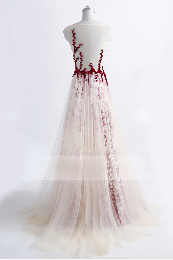 Long Prom Dresses Robe De Soiree Sexy Transparent Tulle Open Back ...