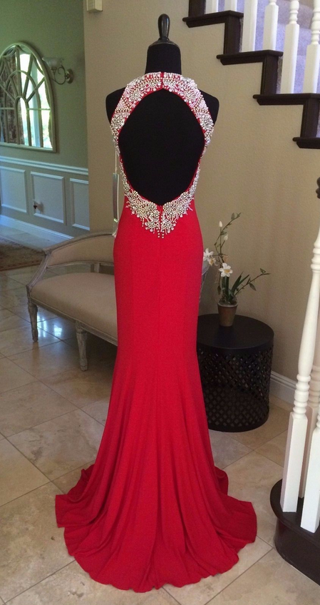 Red Backless Prom Dress,long Prom Dresses,charming Prom Dresses,evening ...