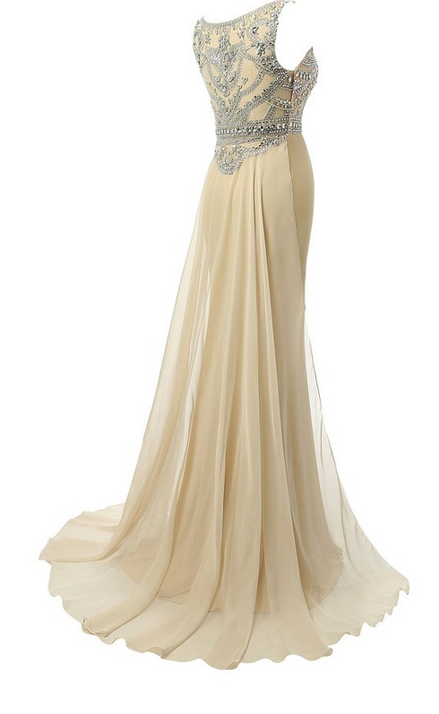 Style Beaded Long Chiffon Evening Dress,formal Women Prom Dress,a Line ...
