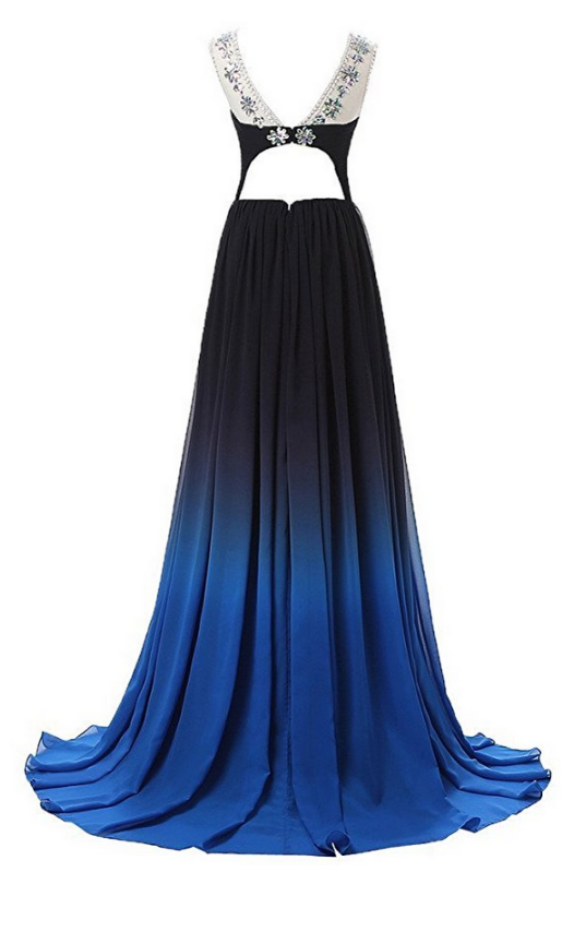 Gradient Color Prom Evening Dress Beaded Ball Gown Prom Dresses on Luulla