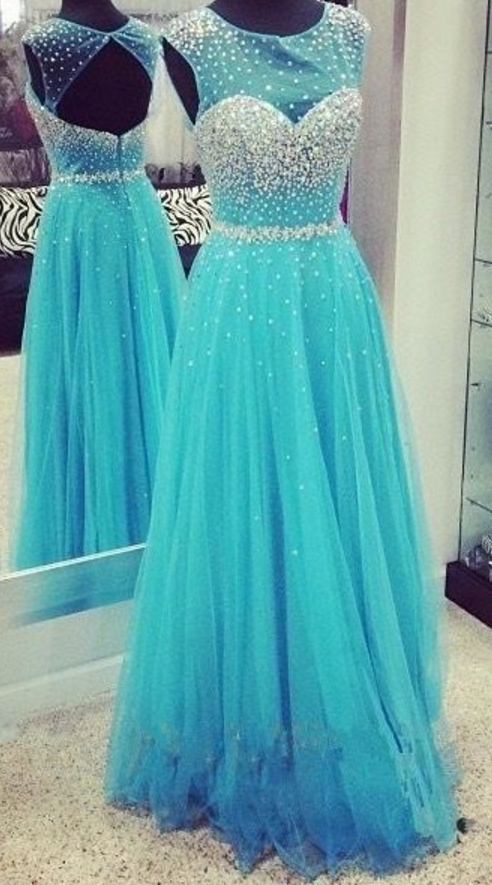 A-line Princess Dress,long Prom Dress,beautiful Beading Dress,tulle ...