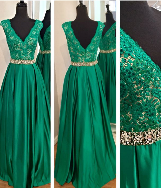 V Neck Prom Dressv Back Prom Dresslace Prom Dressbeading Prom Dresslong Prom Dress Elegant