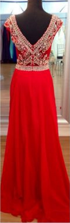 Cap Sleeve Prom Dress,red Prom Dresses,custom Prom Dress,a Line Prom ...
