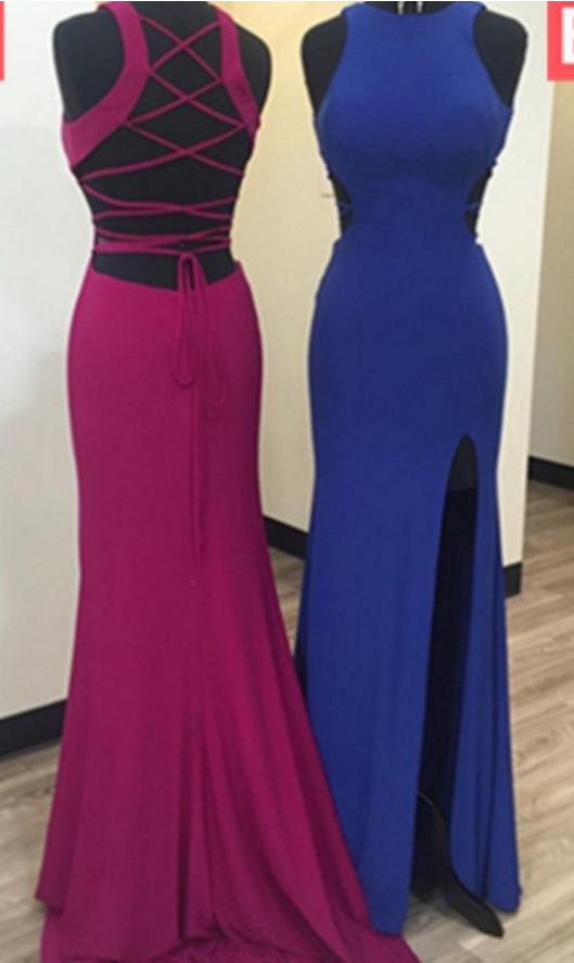 A Red And Blue Ball Gown And Slit, Evening Dress. on Luulla