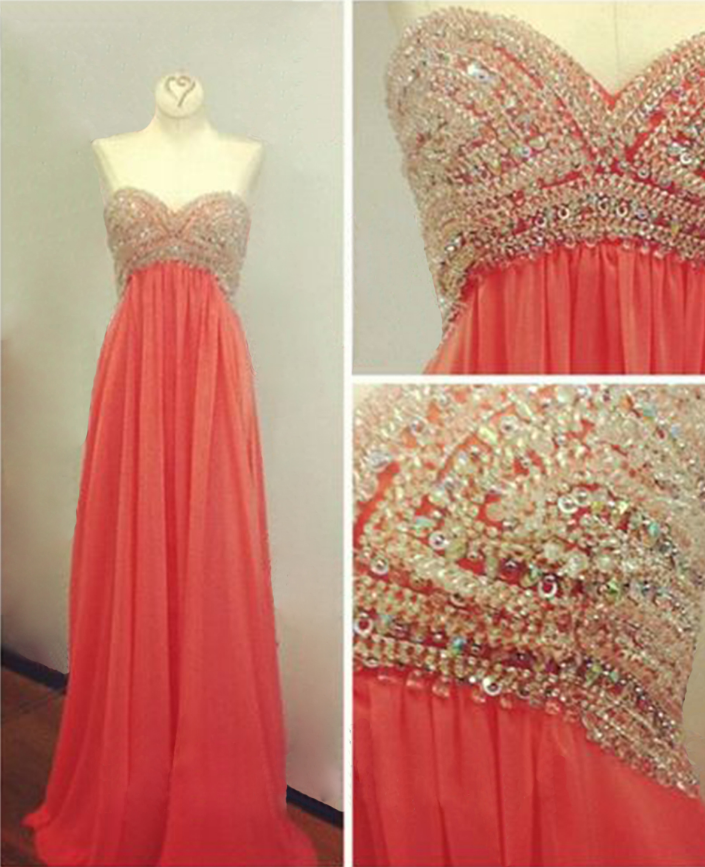 Long Chiffon Prom Dress With Beaded Bodice on Luulla