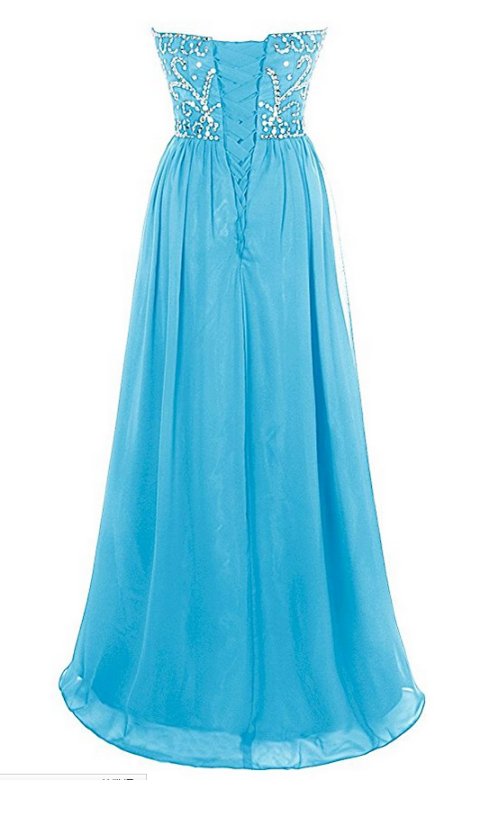 Sleeveless Long Ice Blue Chiffon Prom Dress With Corset Back on Luulla