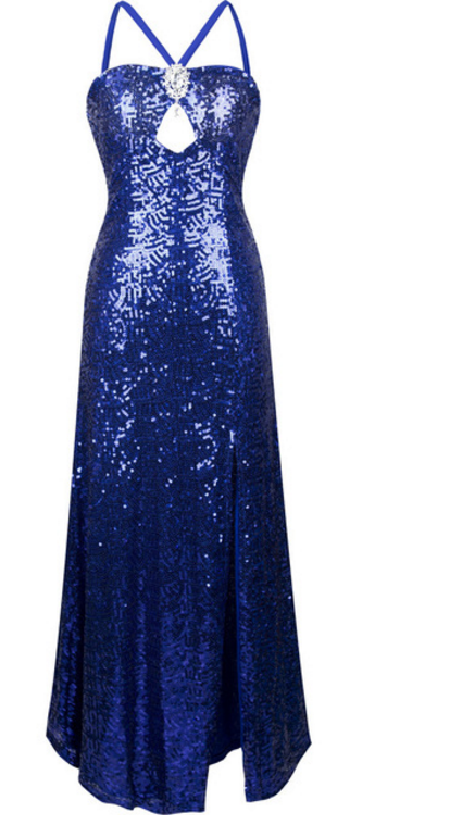 Night Gown With Foil Blue Crystal Evening Dresses on Luulla