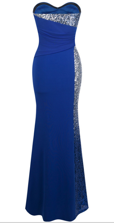 Strapless Sweetheart Gradient Sequin Ruched Floor-length Prom Dress ...