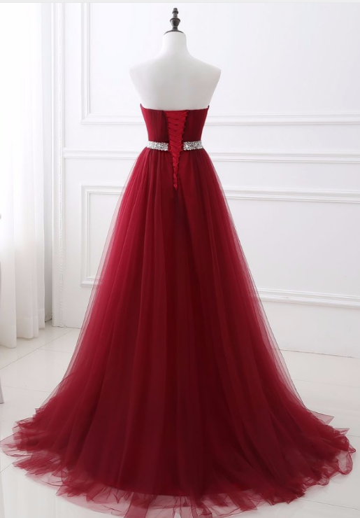 Deep Red Dress And Evening Net Creased Pearl Dress Dress on Luulla