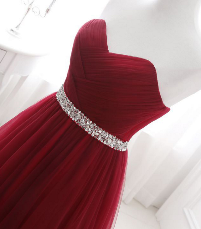 Deep Red Dress And Evening Net Creased Pearl Dress Dress on Luulla