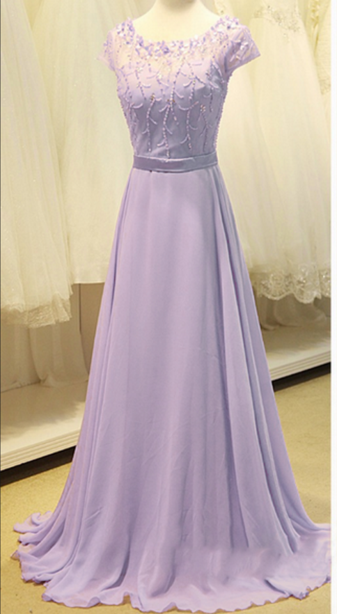 Light Purple Chiffon Prom Dresses Crystal Women Party Dresses on Luulla