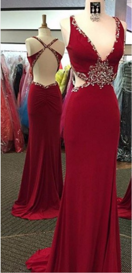 Open Back Long Prom Dress,chiffon Prom Dresses,with Crystals Floor ...