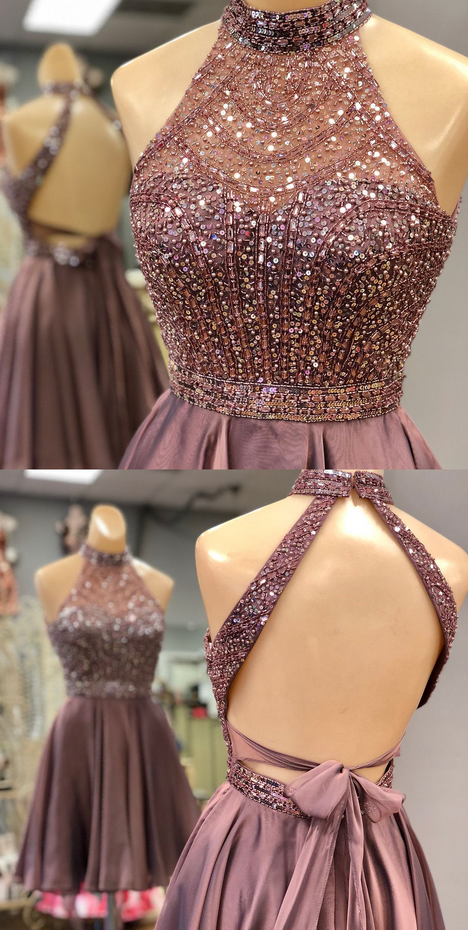 Gorgeous Open Back Short Satin Homecoming Dress Short Prom Dress on Luulla