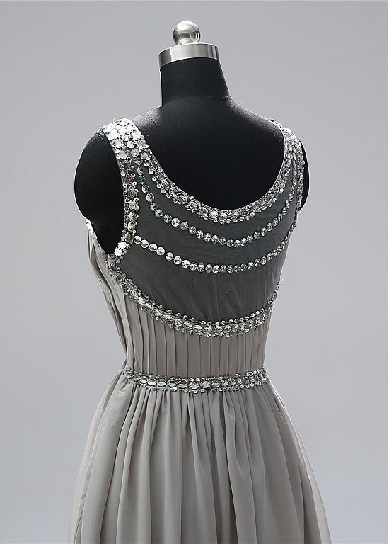 In Stock Special Chiffon Jewel Neckline A-line Prom Dresses With ...