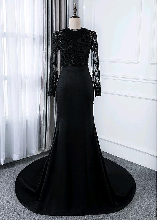 Fantastic Stretch Satin Jewel Neckline Mermaid Evening Dress With