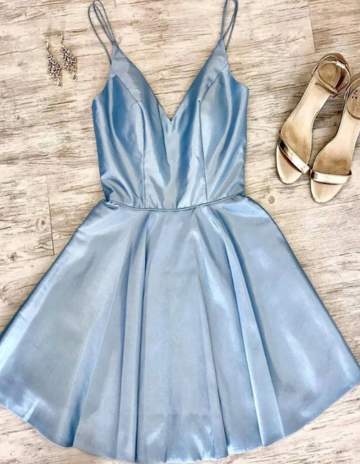 Cute A-line Fashion Dress Short Blue Homecoming Dress on Luulla