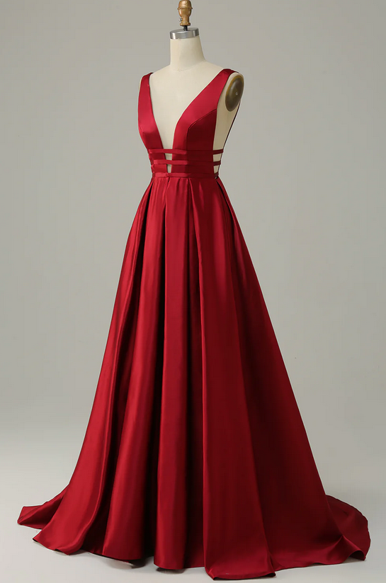 Elegant Simple Satin Formal Prom Dress, Beautiful Prom Dress, Banquet ...