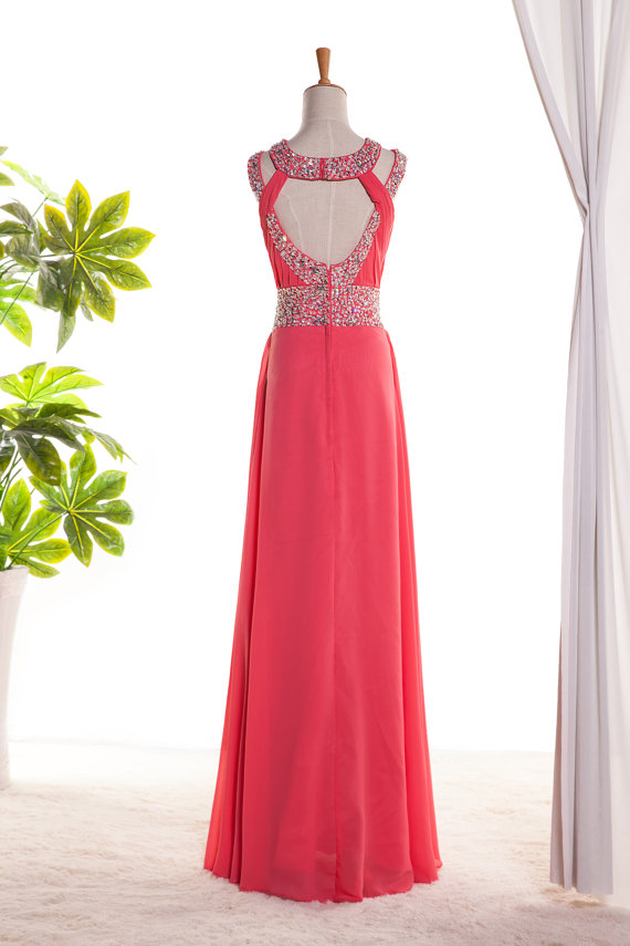 Prom Dresses,coral Open Back Cocktail Dress, Long Prom Dresses on Luulla