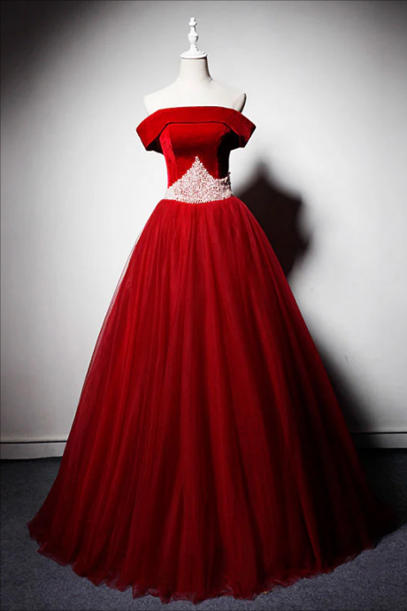 Halter Red Long Prom Dresses With Beaded Evening Dresses Long For Women ...