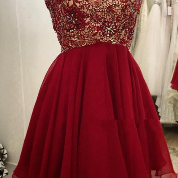 Red Beaded Homecoming Dress,cute Sweetheart Homecoming Dresses on Luulla