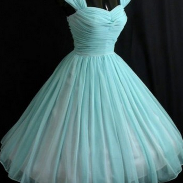 Vintage Turquoise Homecoming Dress,chiffon Capped Sleeve Homecoming ...