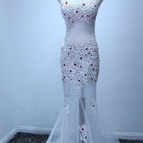 Custom Made White Prom Dress,sexy See Through Evening Dress,mermaid ...