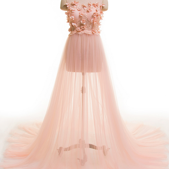 Yewen D'été Nouveau Desinger Robe De Soirée Tulle Dentelle Fleurs ...