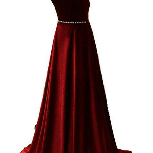 A-line Backless Sleeveless Floor Length Red Color Party Formal Sexy ...