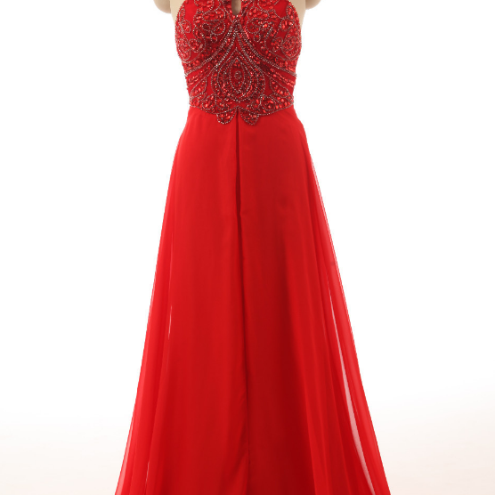 Red Prom Dresses, Long Dress For Prom With Halter Neckline,Long Spandex ...