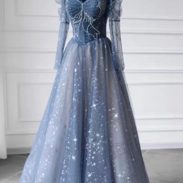 Long Sleeve Prom Dress, Temperament Evening Dress,princess Dress,custom ...